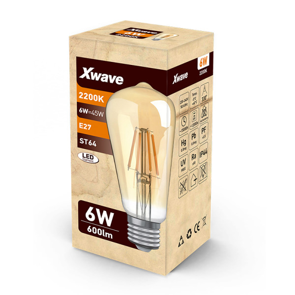 Xwave E27 6W SL-F-S6-A Filament Sijalica 2200K | UFORCE.RS