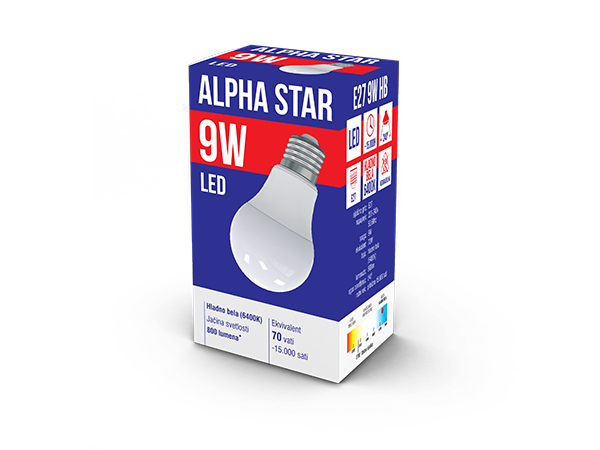 Alpha Star E27 9W HB LED Sijalica 6400K,220V,800Lm,Hladno bela | UFORCE.RS