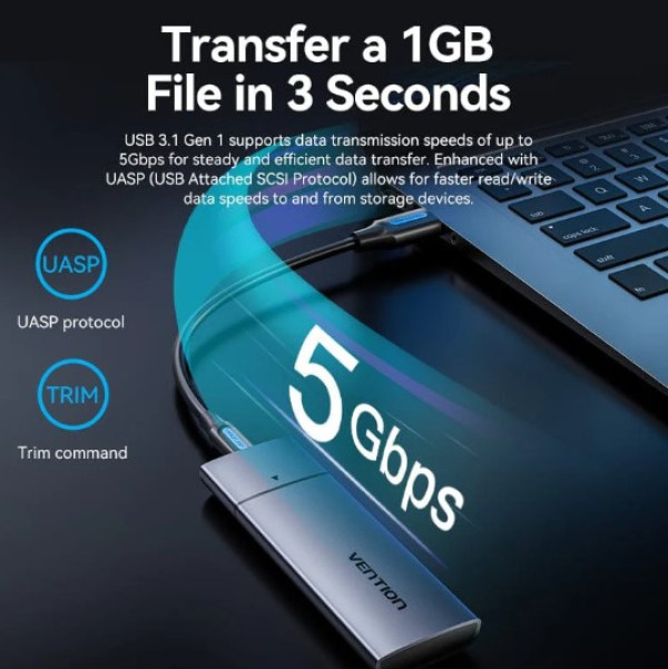 SSD Rack Vention KPEH0 M.2 NGFF USB-C 3.1 Aluminium | UFORCE.RS